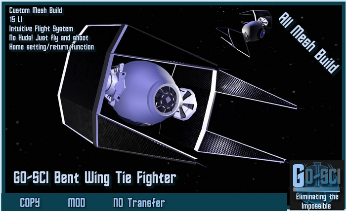 Second Life Marketplace - GO-SCI TIE Fighter Bent Wing,2.0,packaged
